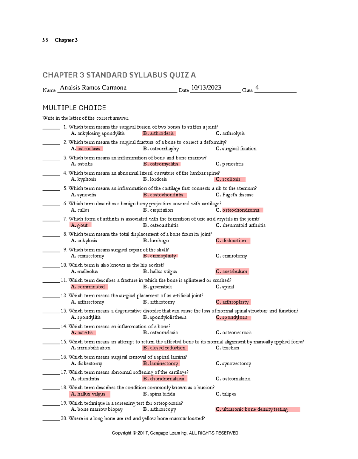 Block 4 - Medical - 58 Chapter 3 CHAPTER 3 STANDARD SYLLABUS QUIZ A ...