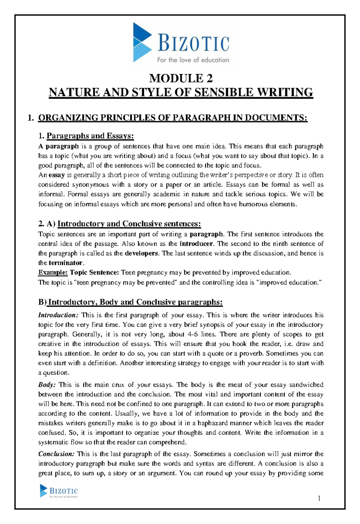 Module 2 Student Notes - Good job - MODULE 2 NATURE AND STYLE OF ...