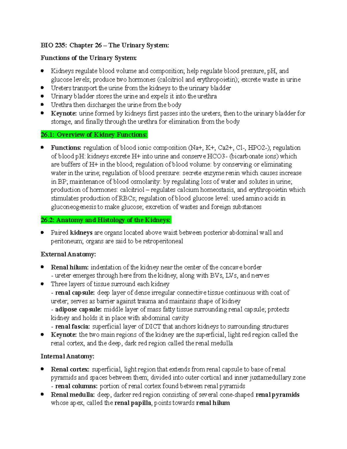 Chapter 26 - The Urinary System - BIO 235: Chapter 26 – The Urinary ...