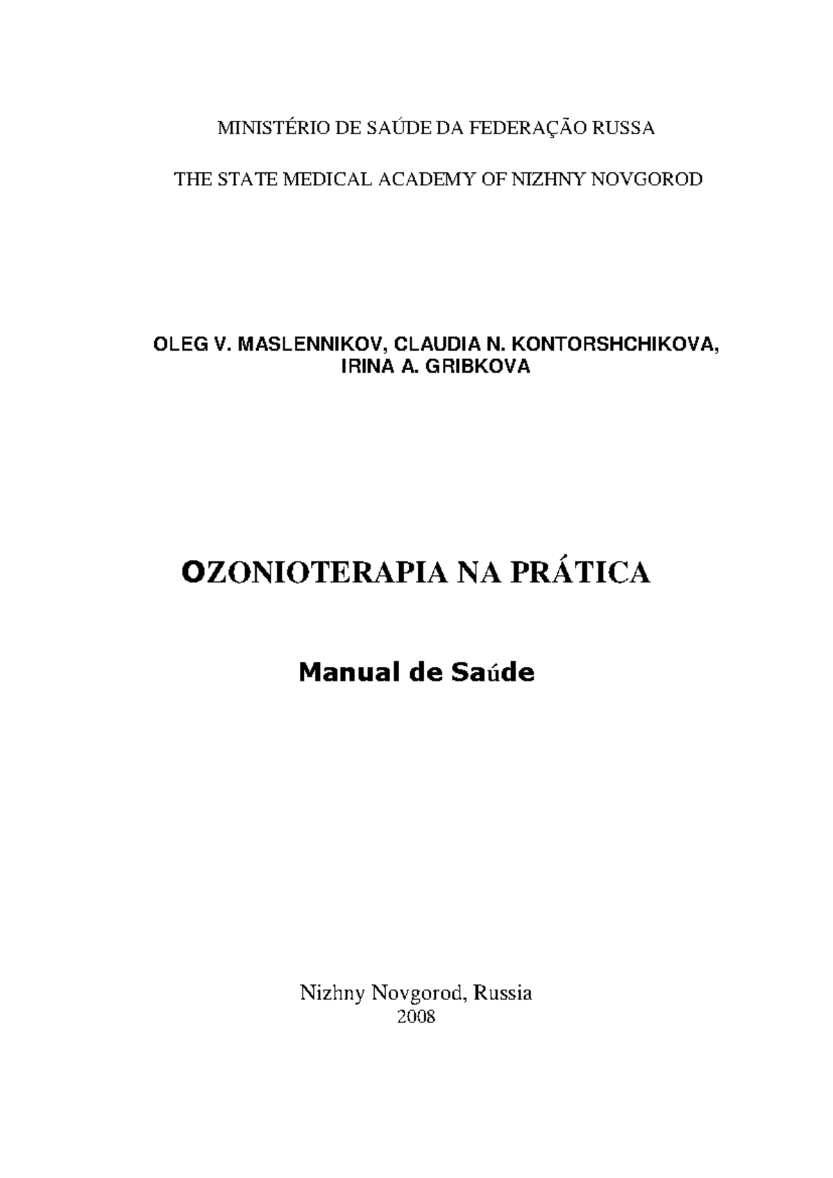 Manual Ozonioterapia Traduzido- Ministério DA Saúde Russia - MINISTÉRIO ...