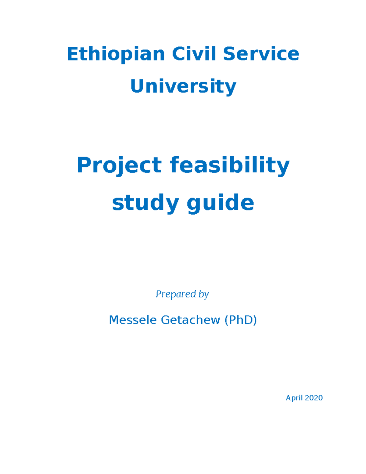 Project feasibility study guide - Ethiopian Civil Service University ...
