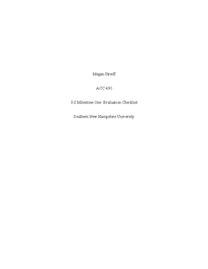 ACC 430 Milestone One - Milestone One Angela Siam Southern New ...