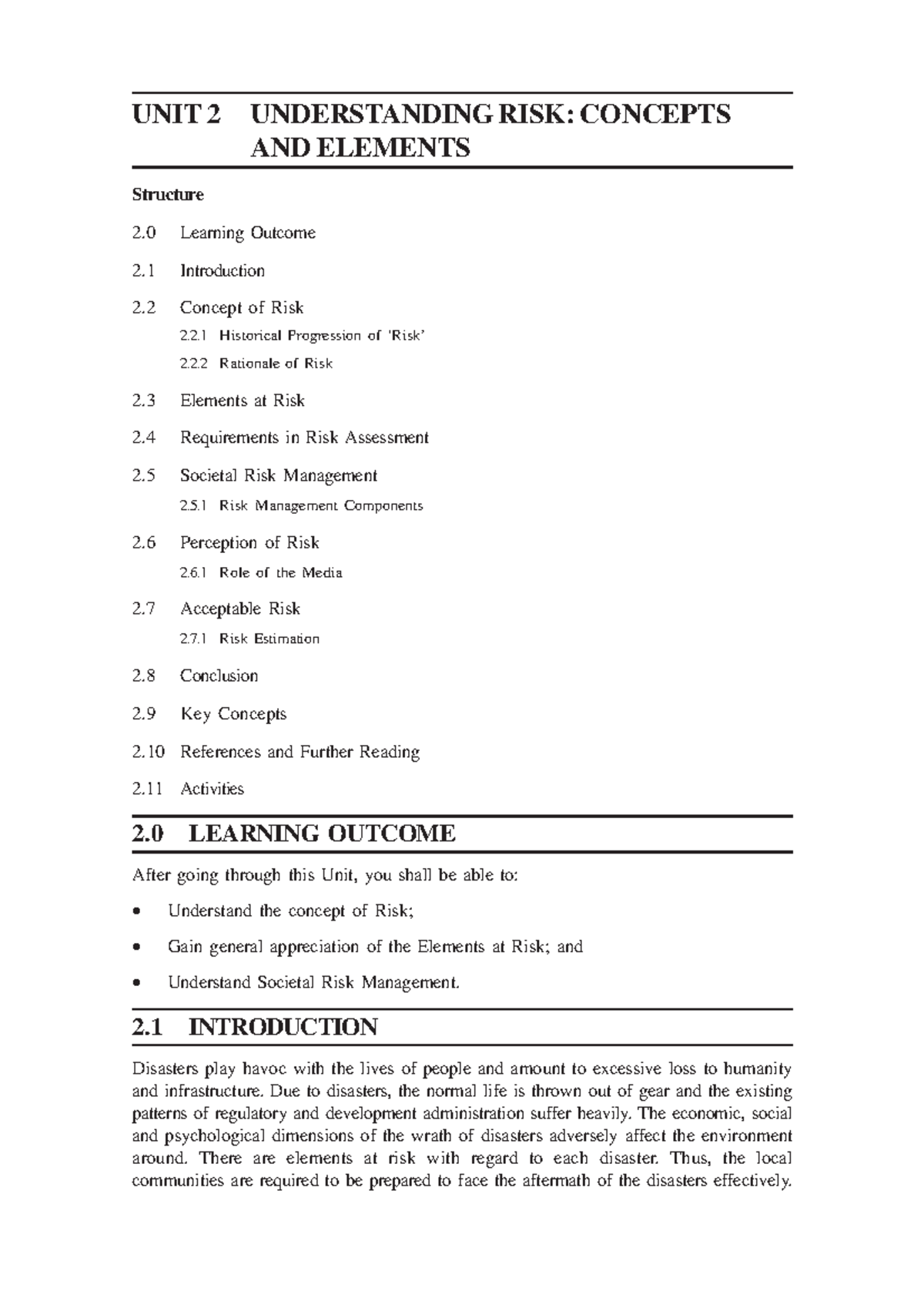 Unit-2 - disaster management - UNIT 2 UNDERSTANDING RISK: CONCEPTS AND ...