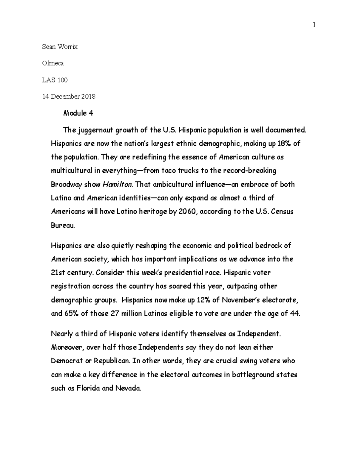 Module 4 Essay - End of Chapter - 1 Sean Worrix Olmeca LAS 100 14 ...