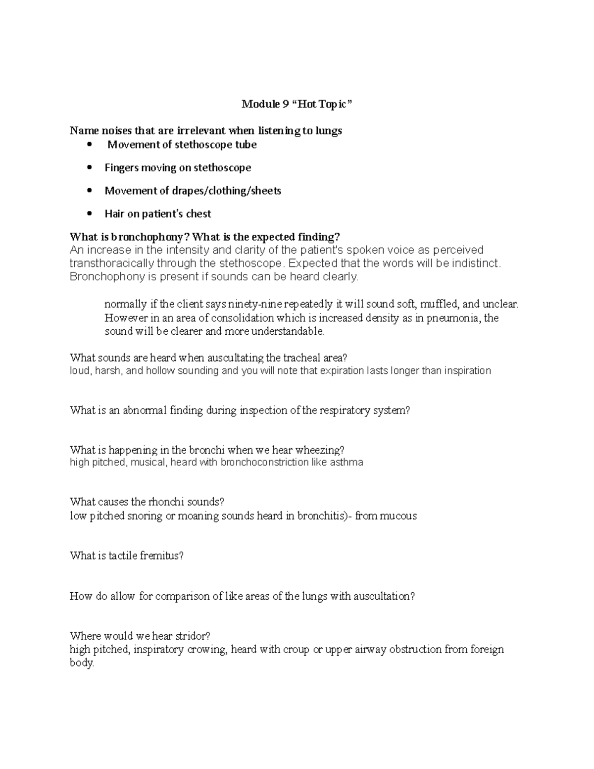 Module 9 Hot Topicmmmmmm - Module 9 “Hot Topic” Name noises that are irrelevant when listening ...