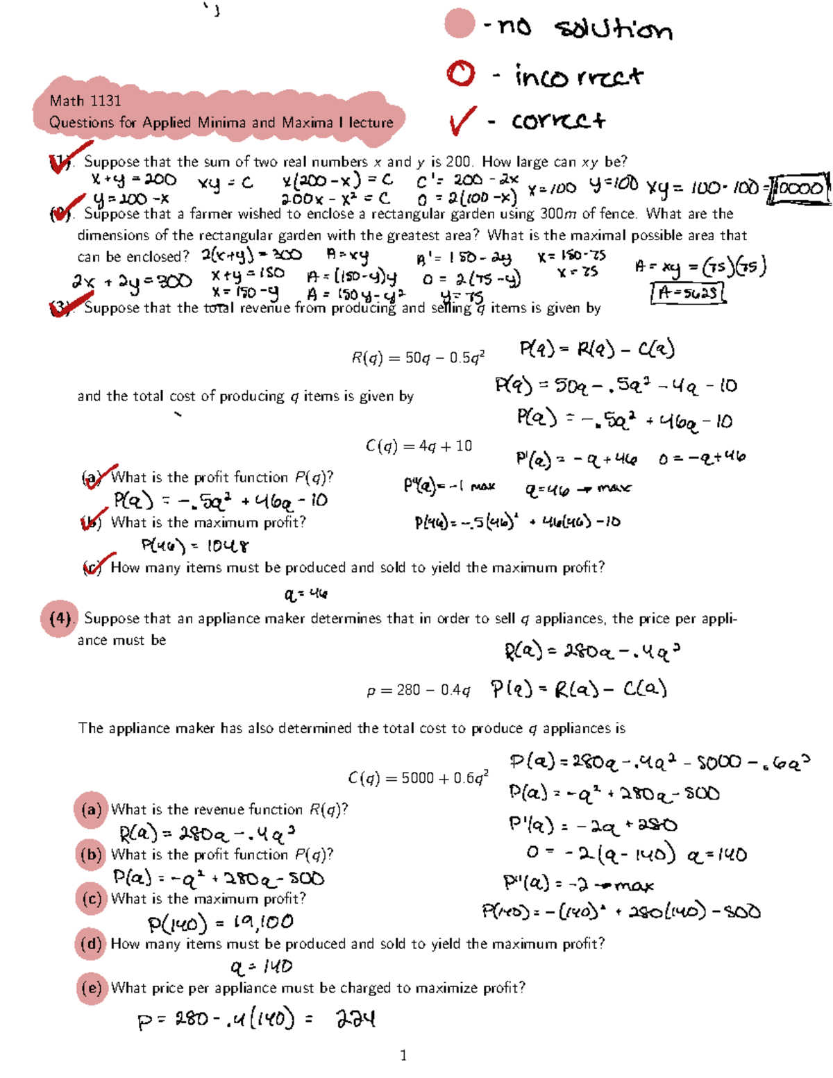 More Practice For Midterm 3 Math 1131 Questions For Applied Minima And Maxima I Lecture 1