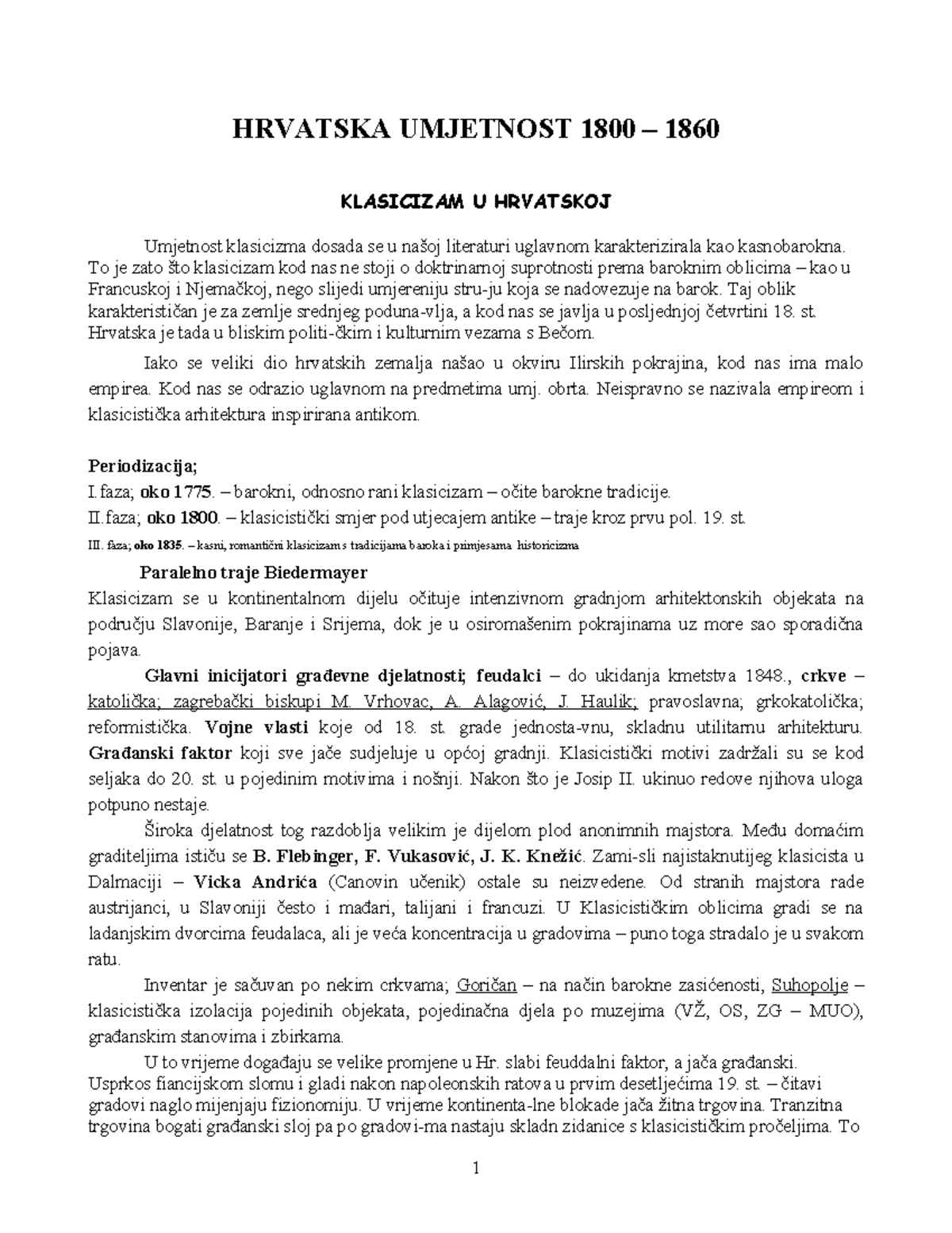 Umjetnost 19 st u Hrvatskoj Skripta - HRVATSKA UMJETNOST 1800 – 1860 ...