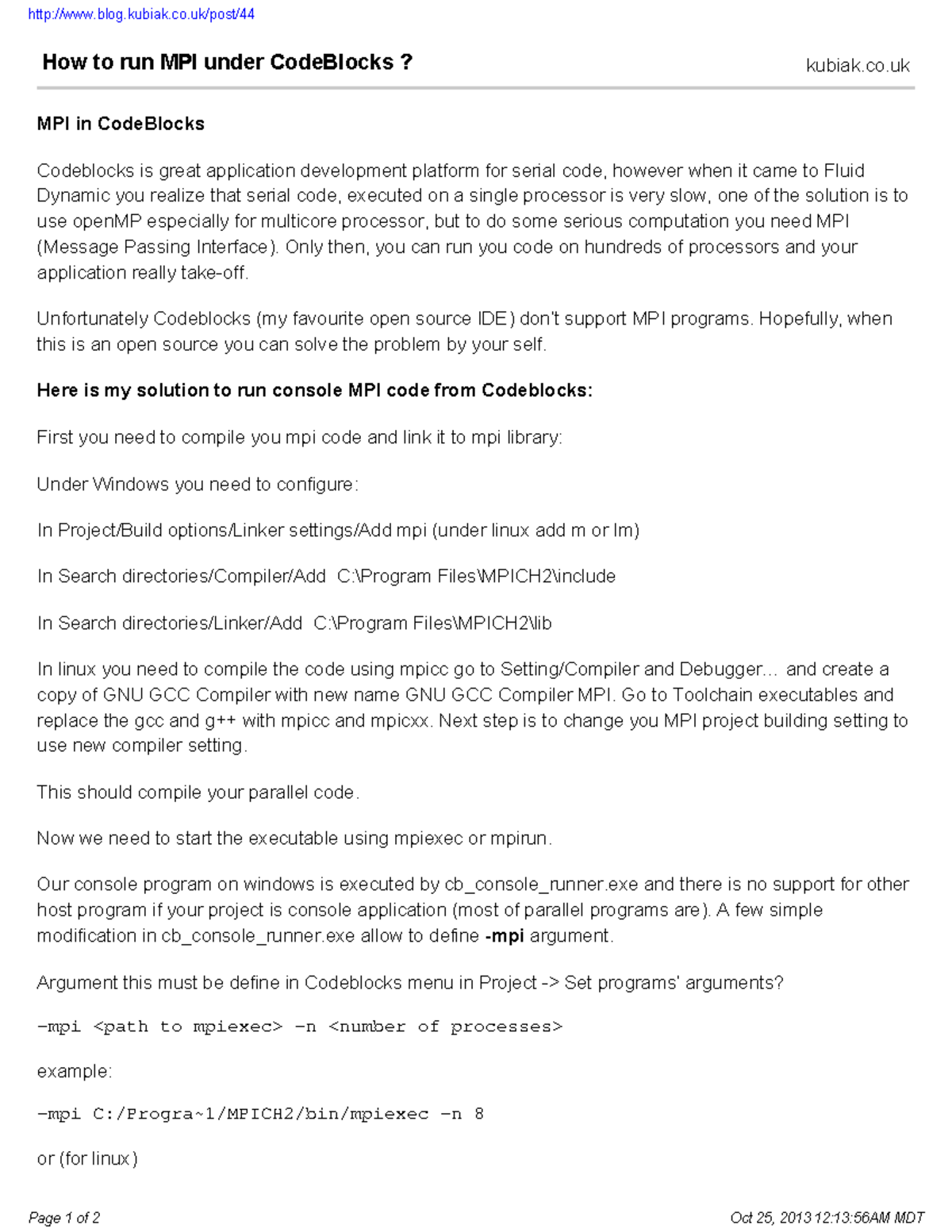210457973 How to Run MPI Under Code Blocks - blog.kubiak.co/post/ Page 1 of 2 Oct 25, 2013 - Studocu