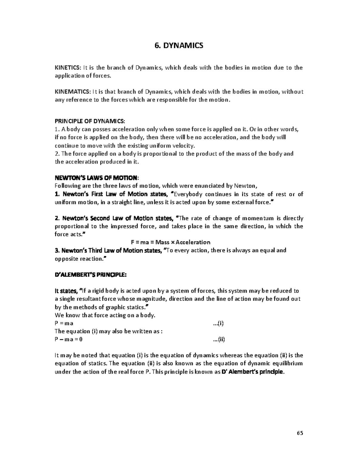 Dynamics - 6. DYNAMICS KINETICS: It is the branch of Dynamics, which ...
