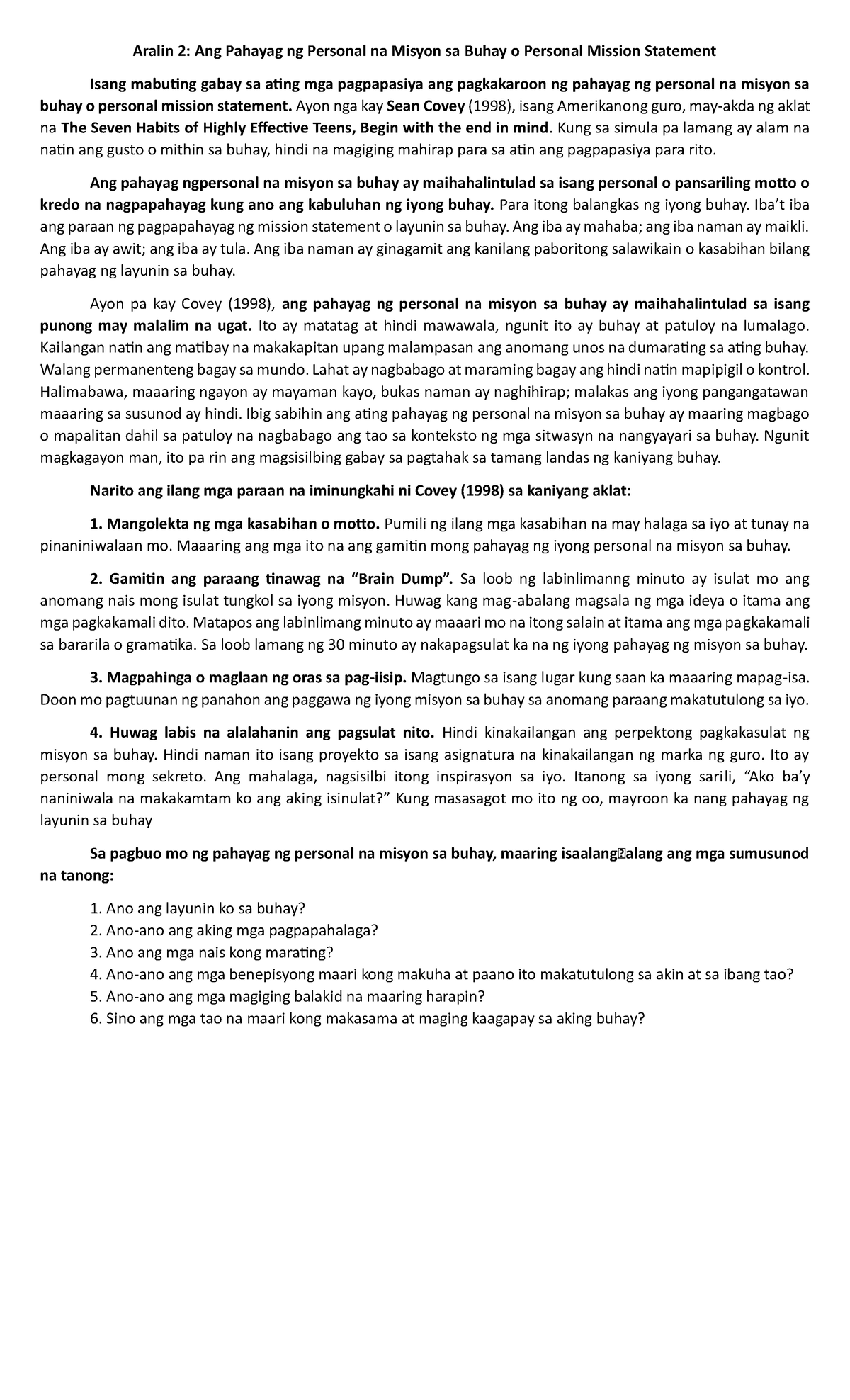 Q4 Aralin-2 Pahayag-ng-Personal-na-Misyon-sa-Buhay-o-Personal-Statement ...