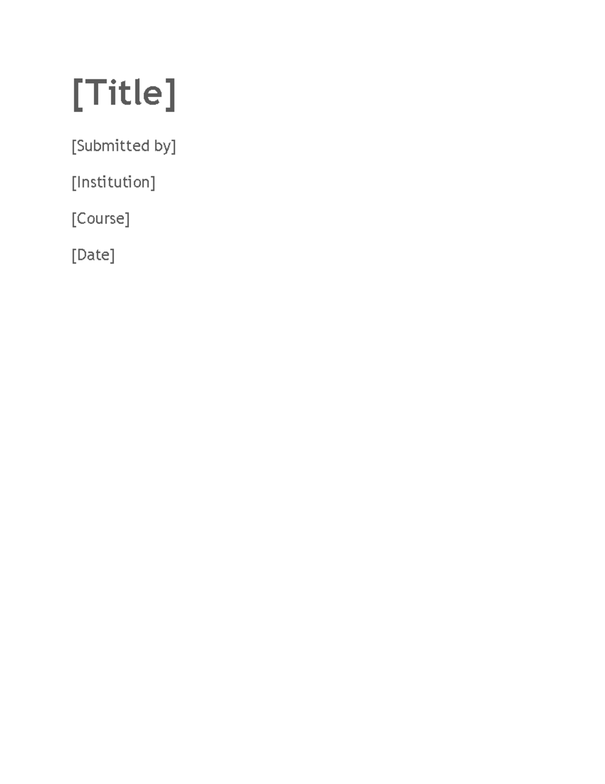 Business Word Document Template - [Title] [Submitted by] [Institution ...