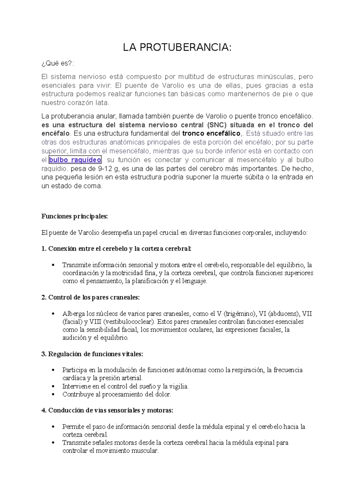 LA Protuberancia - LA PROTUBERANCIA: ¿Qué es?: El sistema nervioso está ...