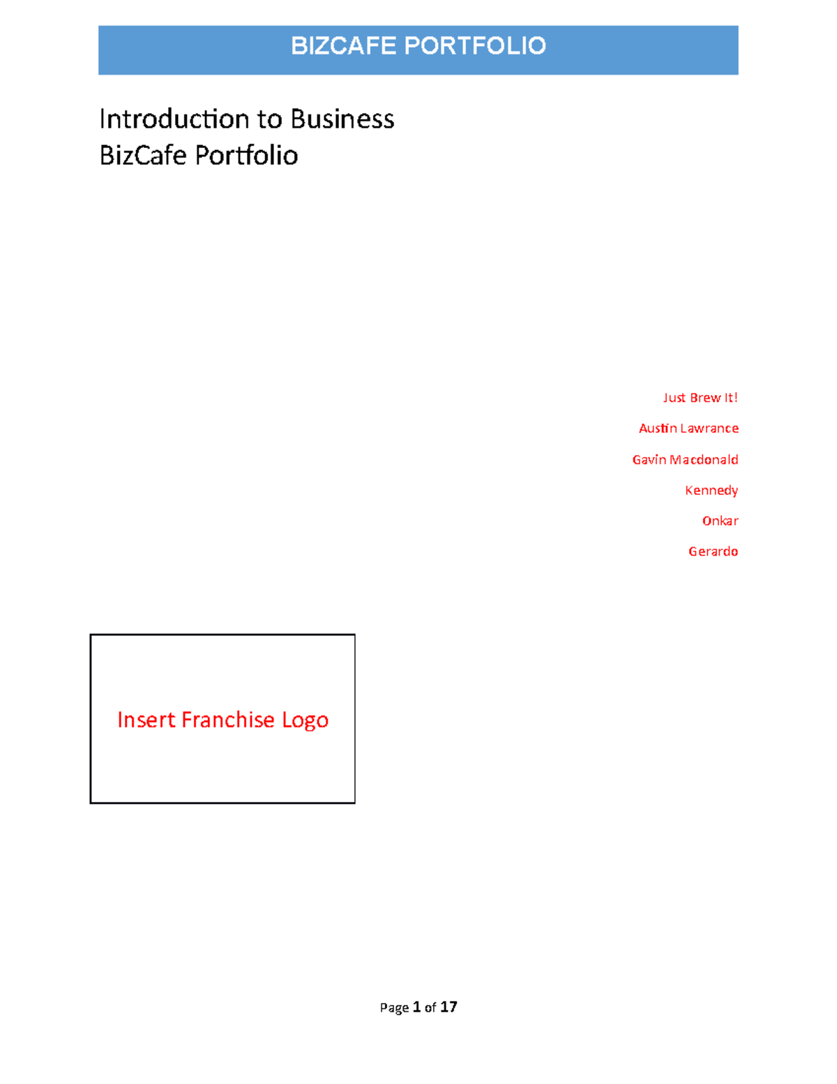 Biz Cafe Simulation Portfolio summary - Introduction to Business ...