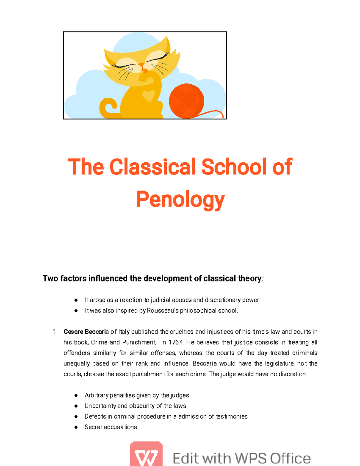 Penology - Criminal Investigation Classical Theorist - The Classical ...