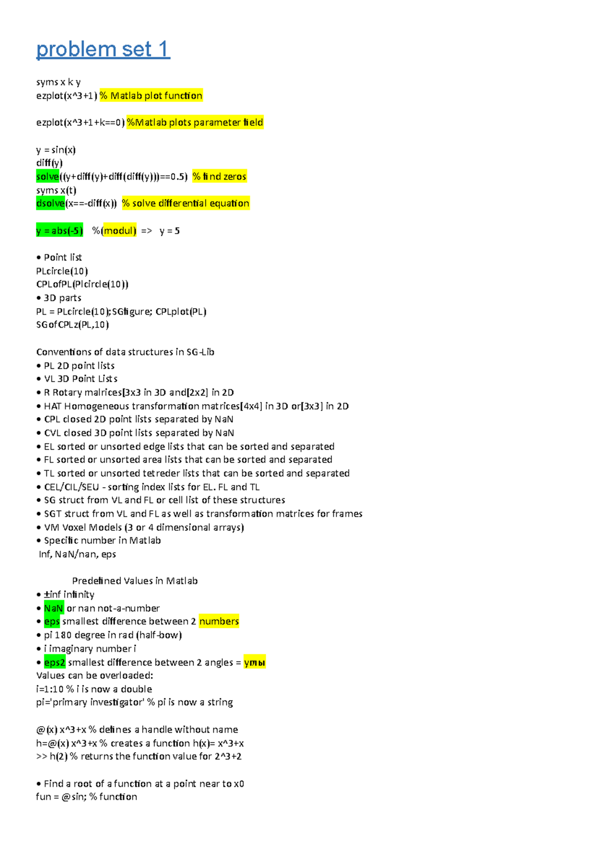 Math - zum lernen - problem set 1 syms x k y ezplot(x^3+1) % Matlab ...