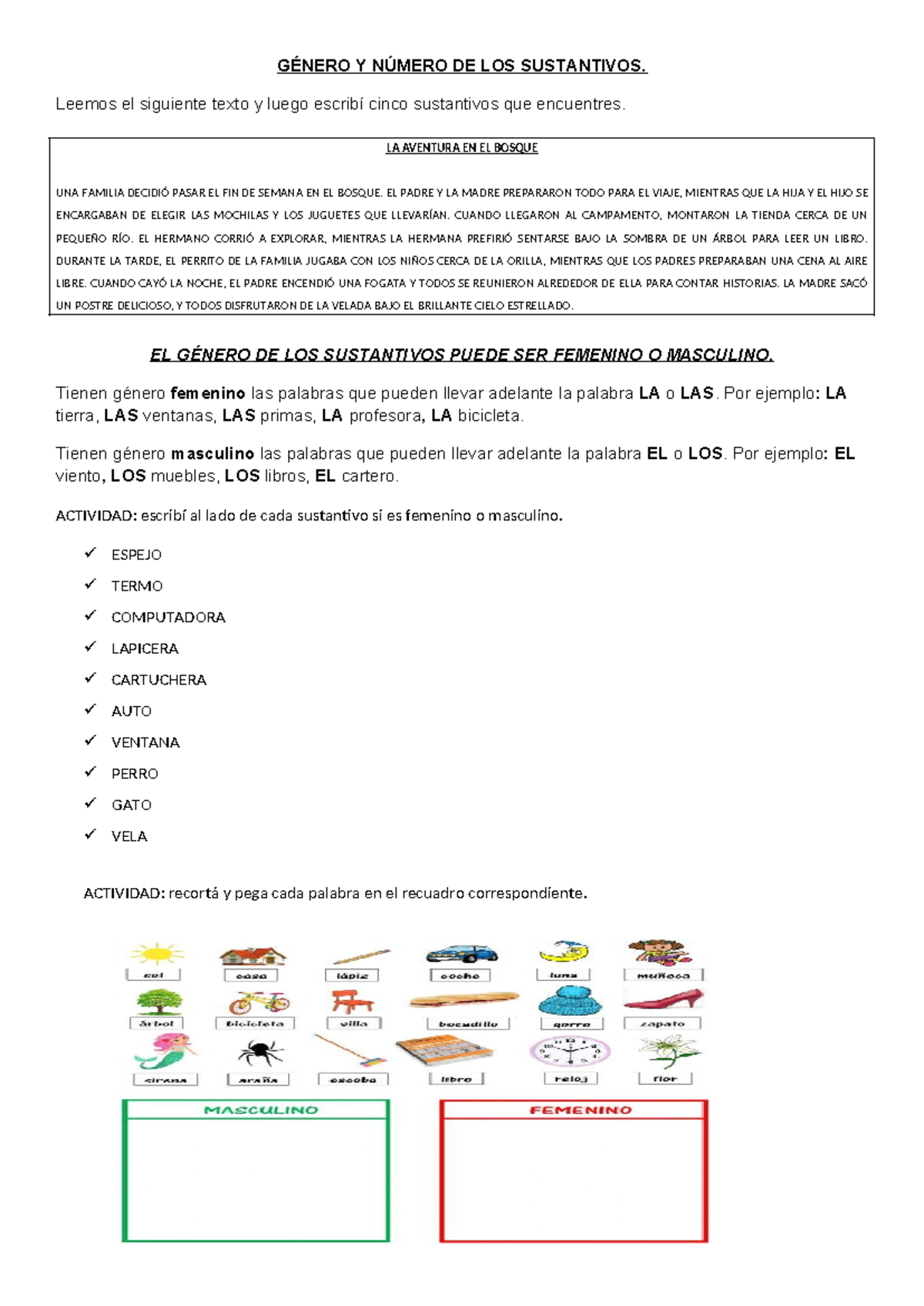 Género Y Número DE LOS Sustantivos y Verbo PDL - GÉNERO Y NÚMERO DE LOS ...