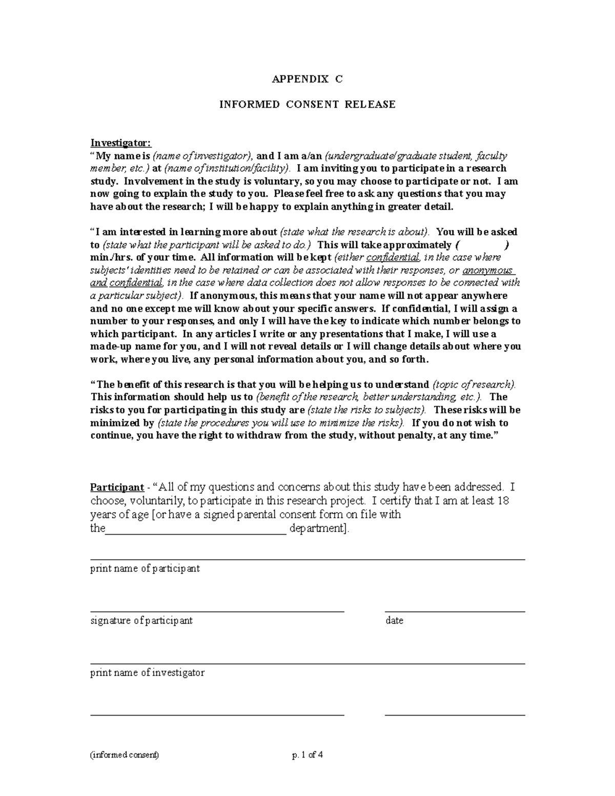 IRBconsentform-APP09.C - APPENDIX C INFORMED CONSENT RELEASE ...
