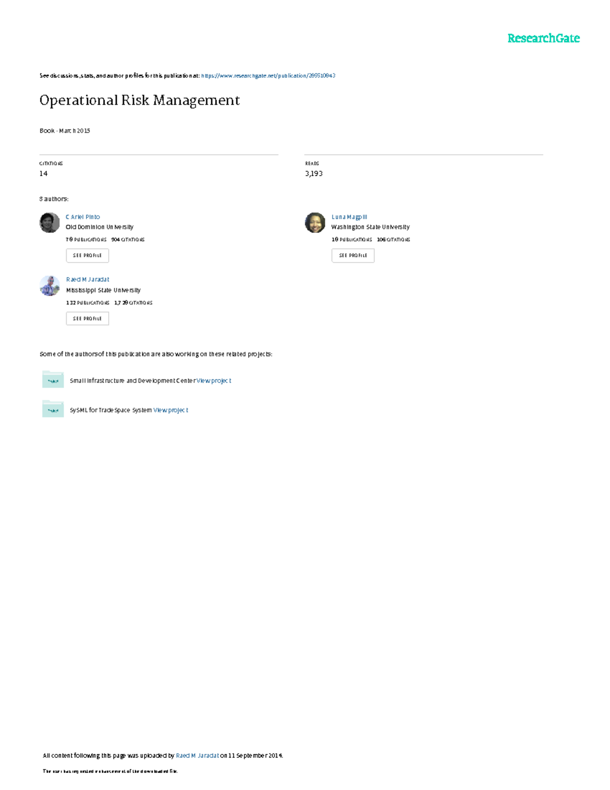 Operational Risk Management - See discussions, stats, and author ...