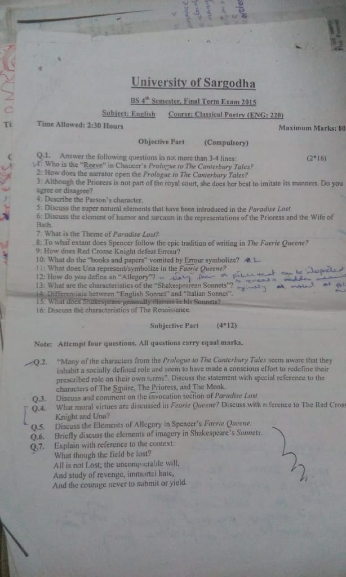 Bs English 4 and bs English 5 notes - University of Sargodha BS 4th ...