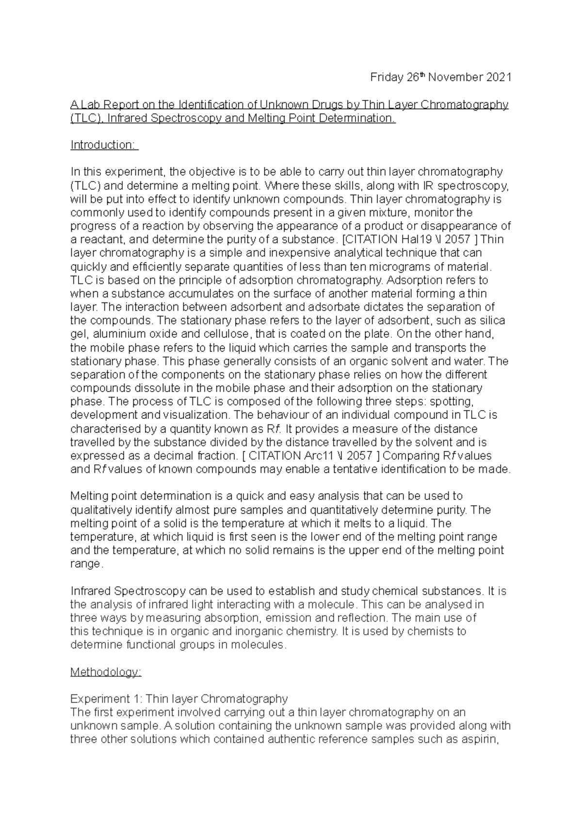 PHAM 1004 Lab Report - Friday 26th November 2021 A Lab Report on the ...