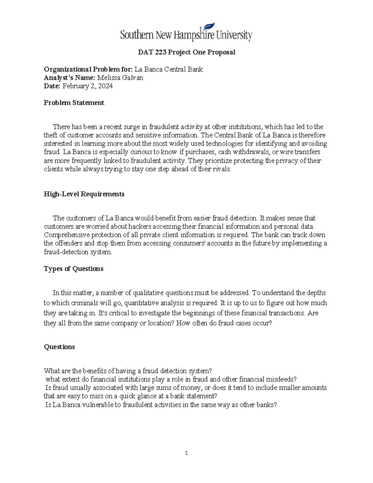 DAT 223 Project One Proposal Templatedone - DAT 223 Project One ...