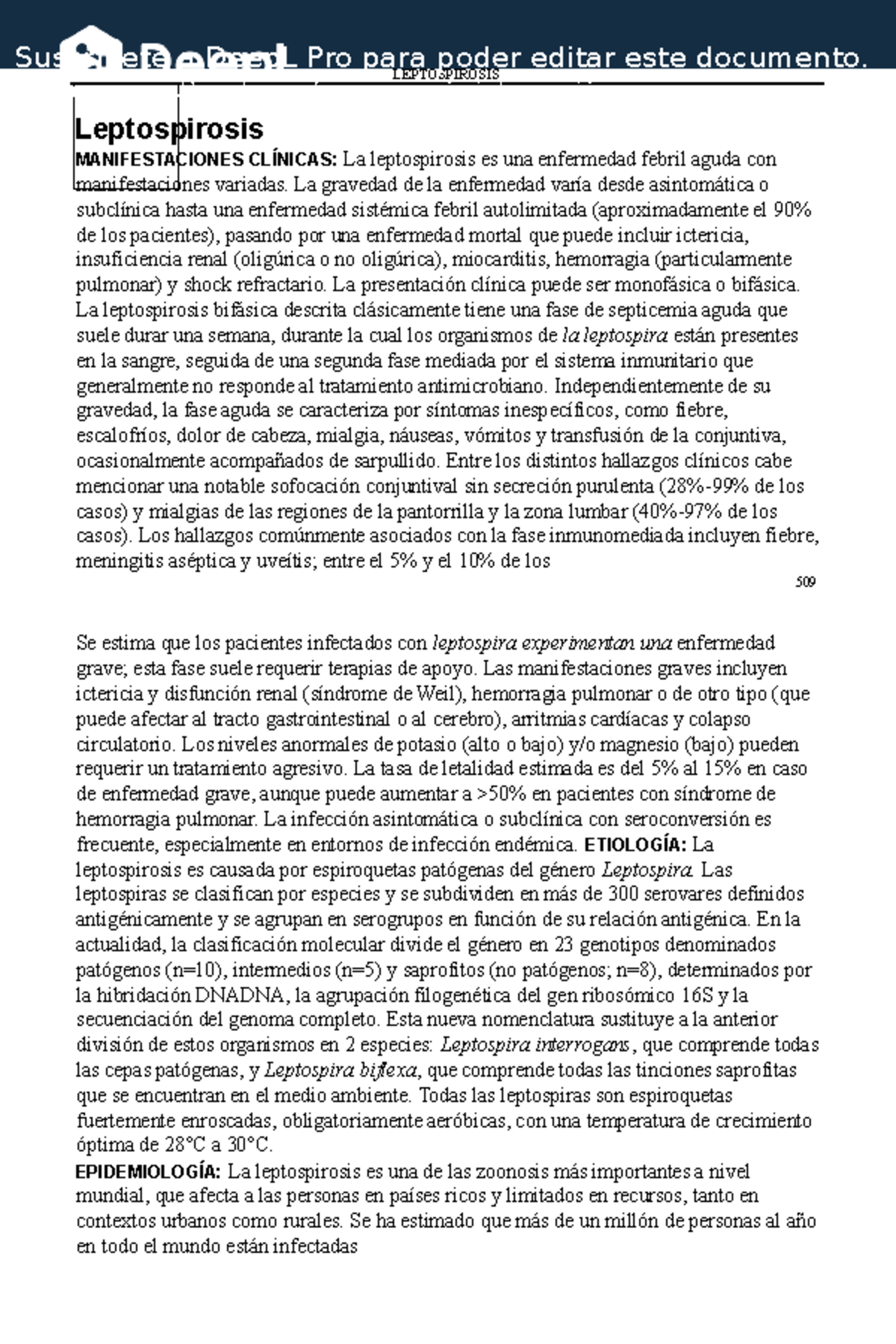 Leptospirosis ES - LEPTOSPIROSIS Leptospirosis MANIFESTACIONES CLÍNICAS: La leptospirosis es una ...