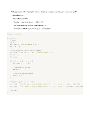 Sheet - lecture notes in programing - COURSE: INTRODUCTION TO ...