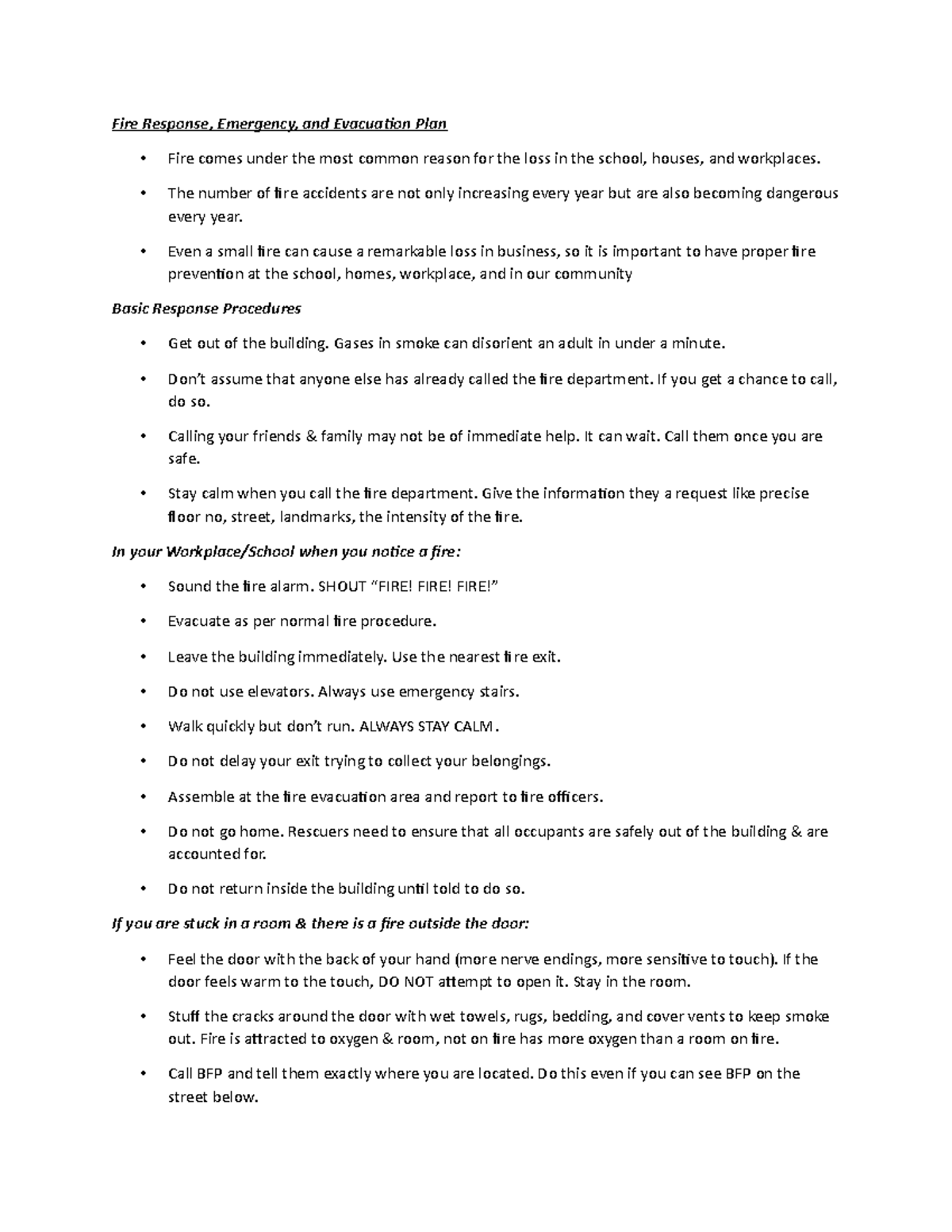 Fire - Fire - Fire Response, Emergency, and Evacuation Plan Fire comes ...