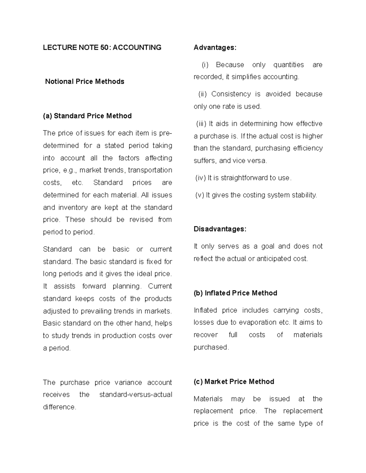 Lecture Note 50 Accounting - LECTURE NOTE 50: ACCOUNTING Notional Price ...