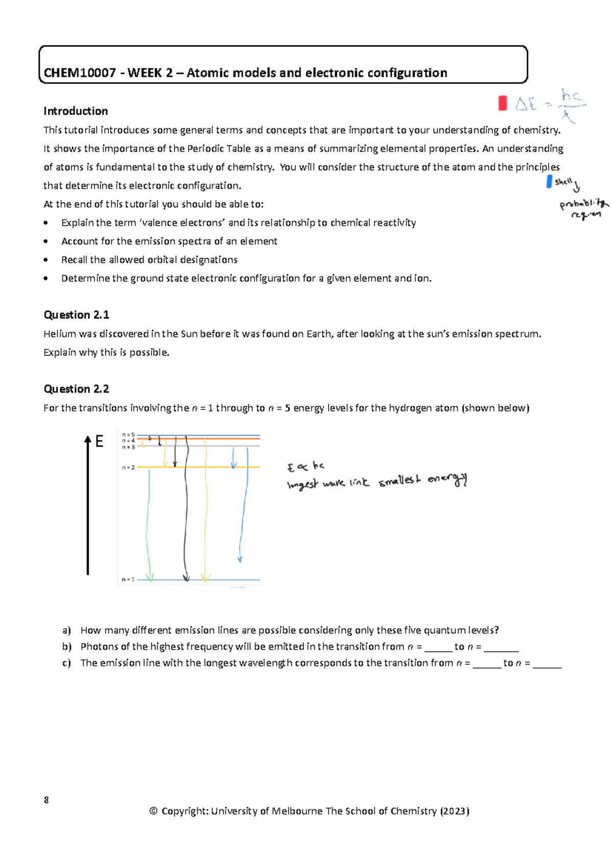 W2 tutorial - © Copyright: University of Melbourne The School of ...