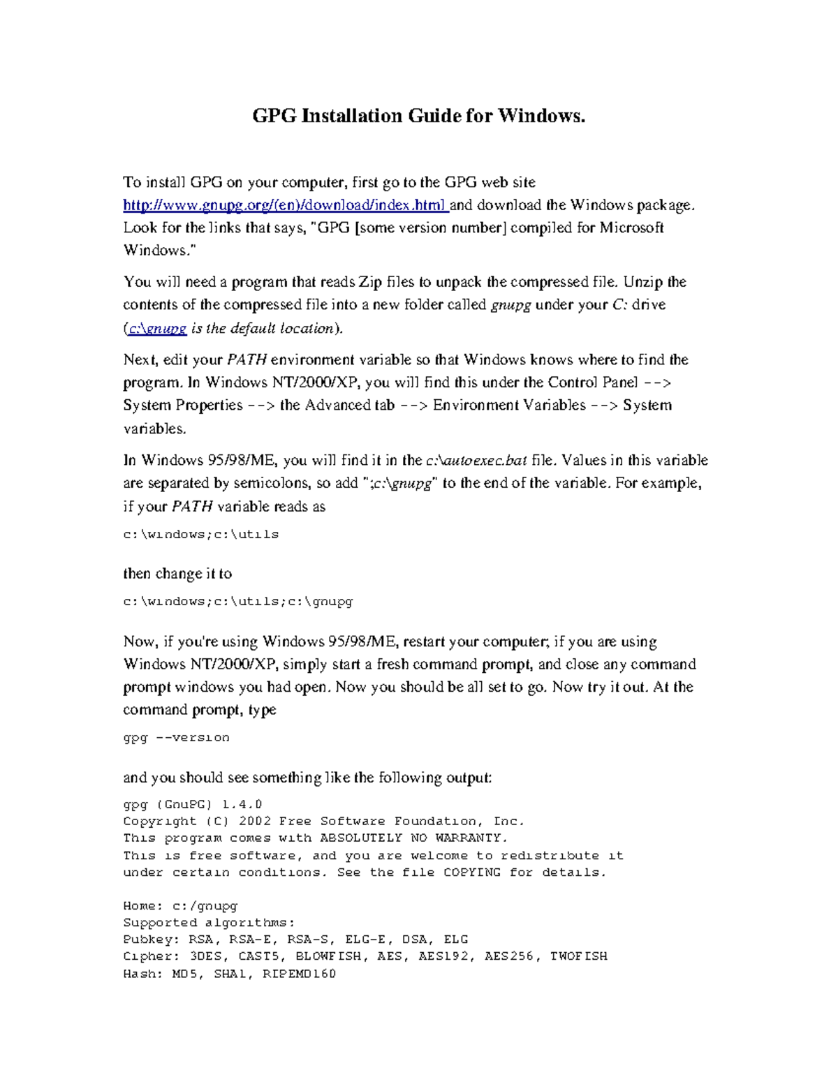 Install-GPG-2 - lklml - GPG Installation Guide for Windows. To install ...