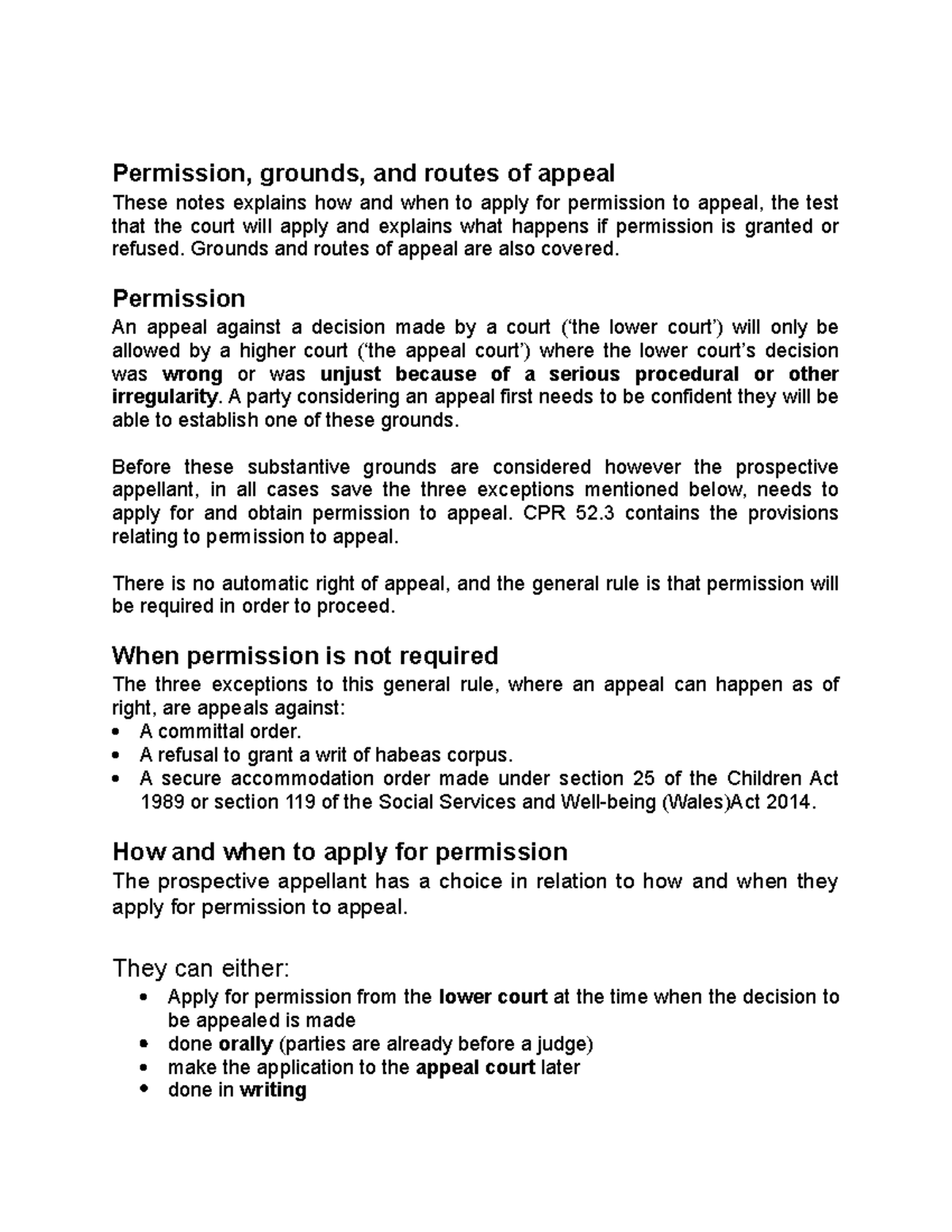 Permission, grounds, and routes of appeal - Grounds and routes of ...
