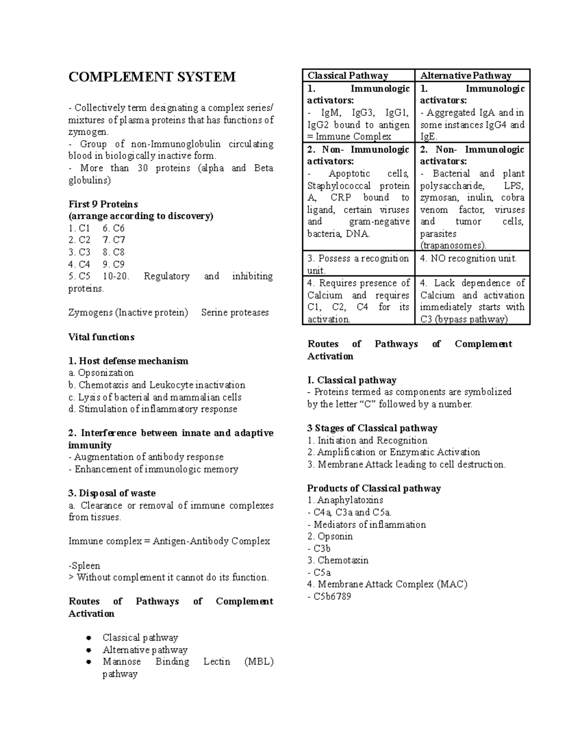 Complement System - COMPLEMENT SYSTEM Collectively term designating a ...