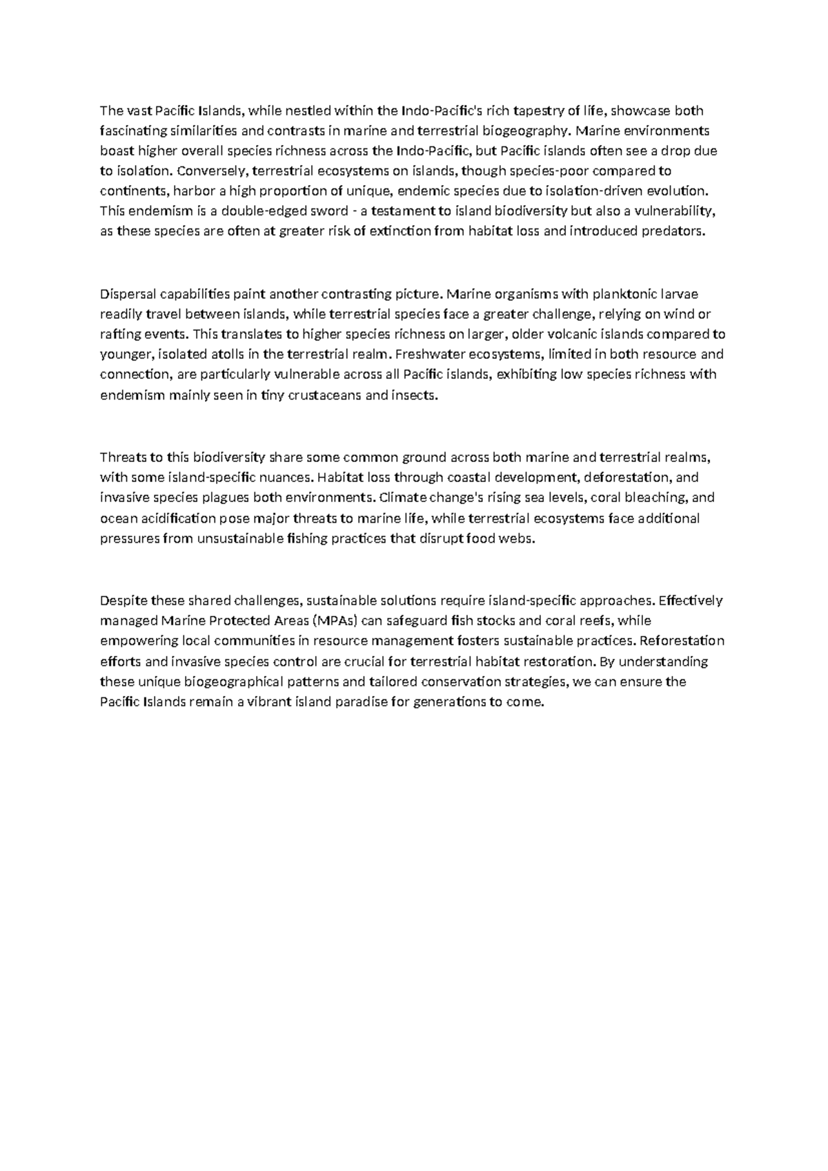 Mid semester test ge201 - The vast Pacific Islands, while nestled ...