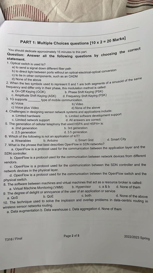 Final Exam 1 - Faculty of Computer Studies Course Code: T Course Title ...