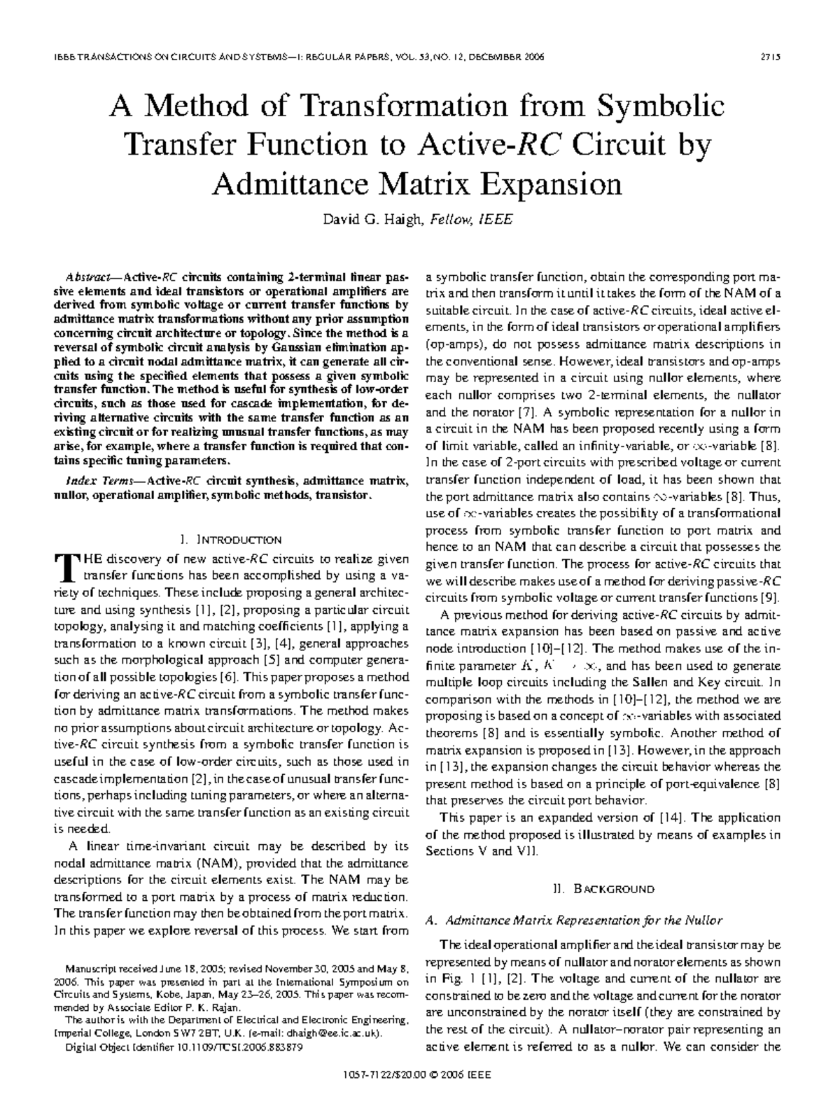 A Method of Transformation from Symbolic Transfer Function to Active ...