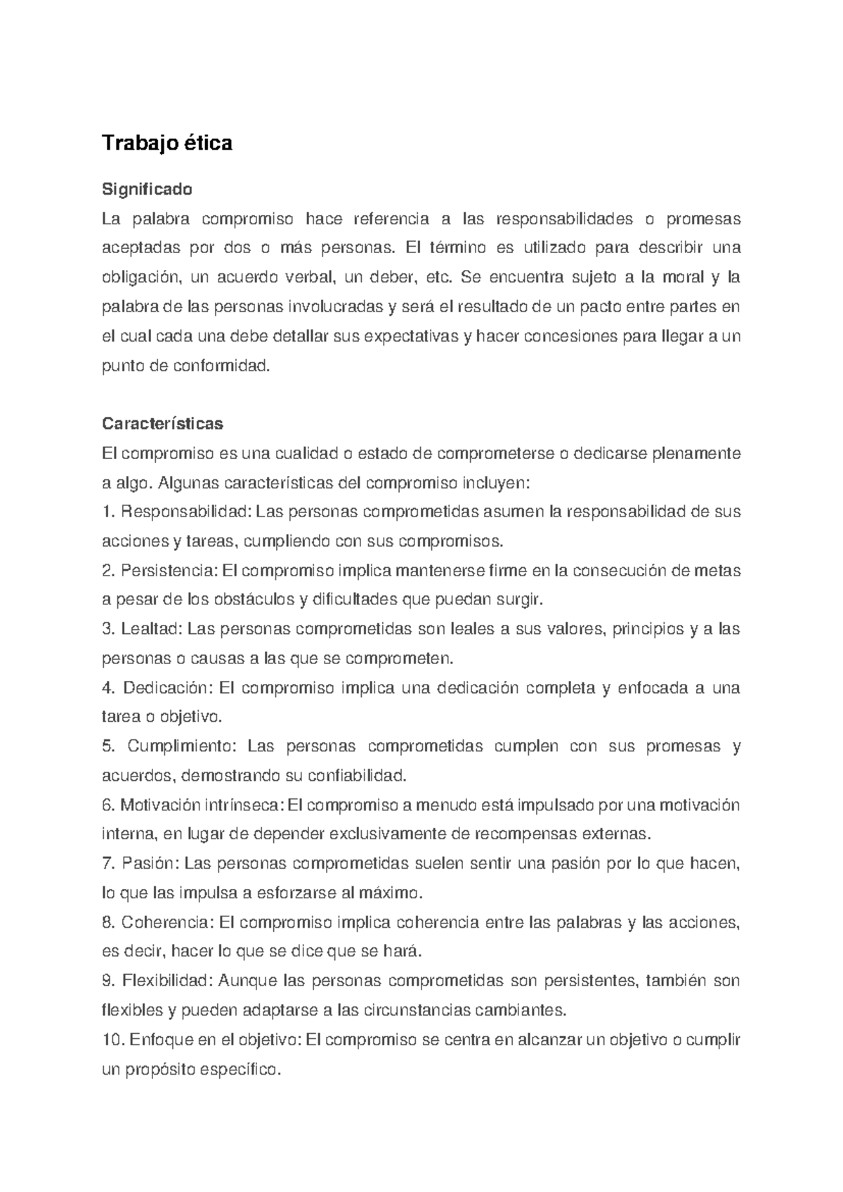 Compromiso - Valores de la ética - Trabajo ética Significado La palabra ...