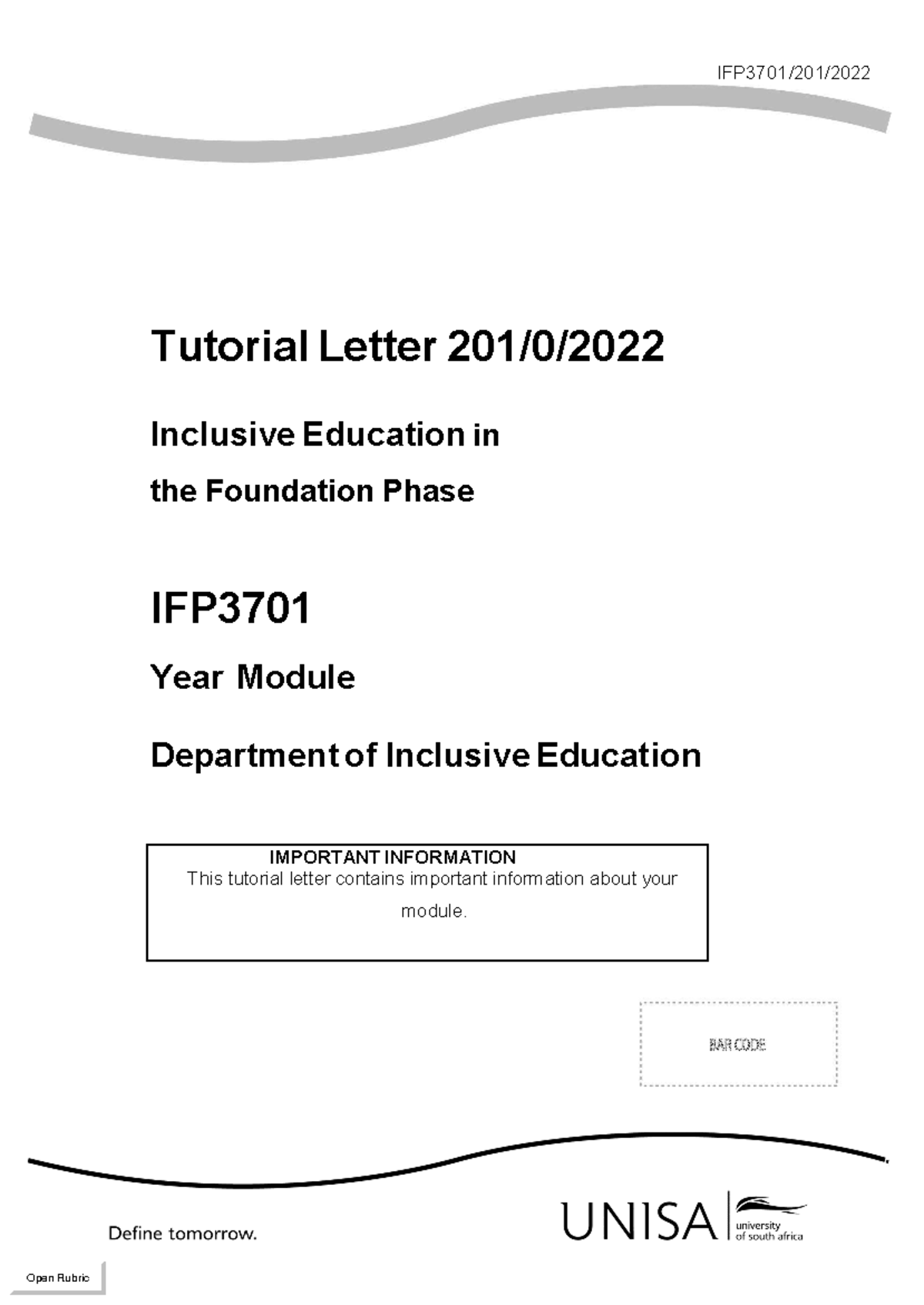 IFP3701 Tutorial letter 201 2022 - Tutorial Letter 201/0/ Inclusive ...