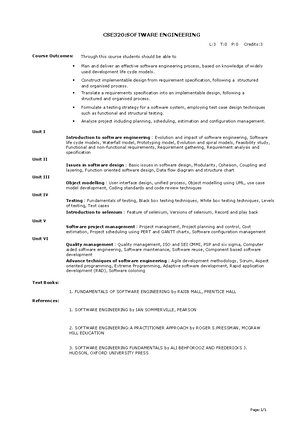 Software Engineering - CSE 320 - LPU - Studocu
