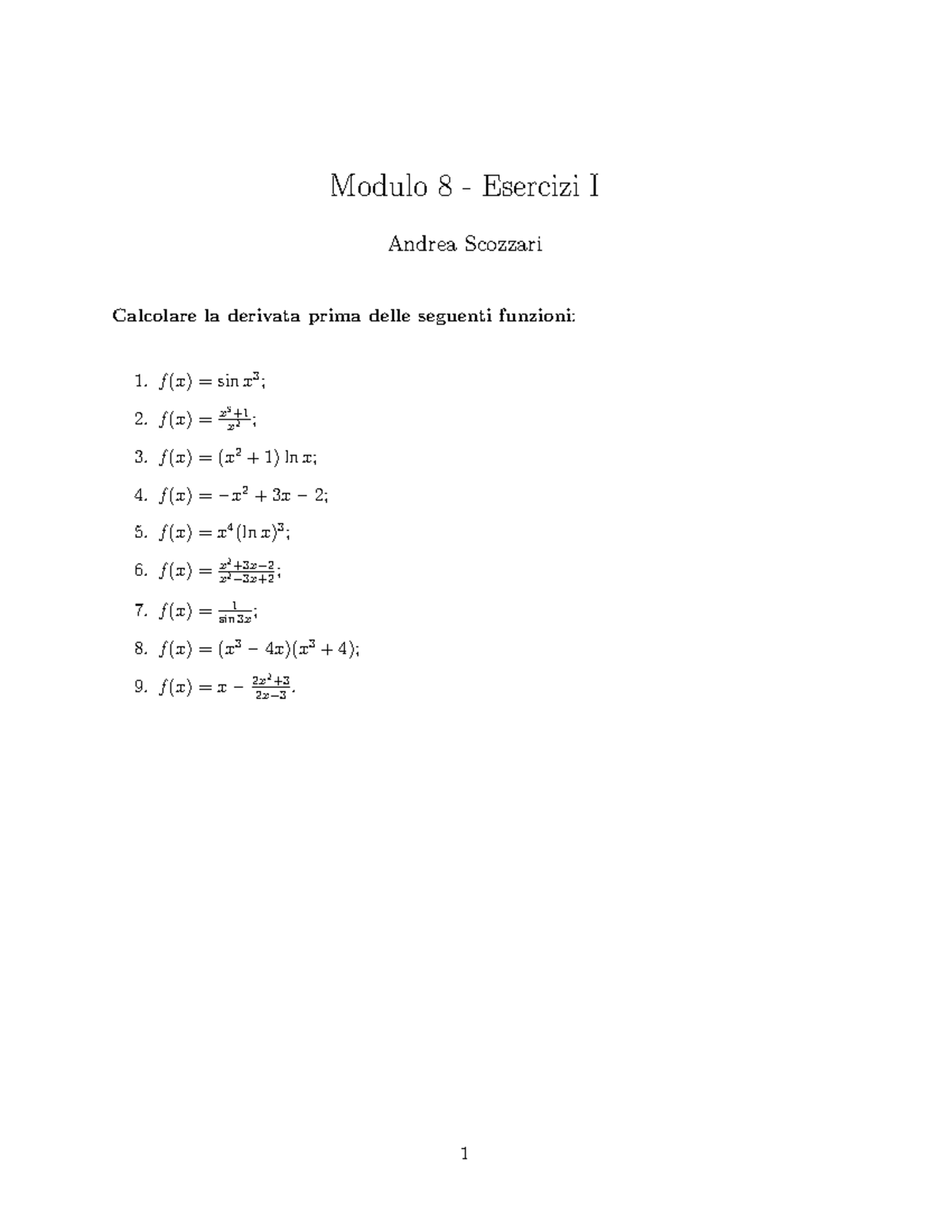 Esercizi modulo 8 parte 1 1 - Modulo 8 - Esercizi I Andrea Scozzari ...