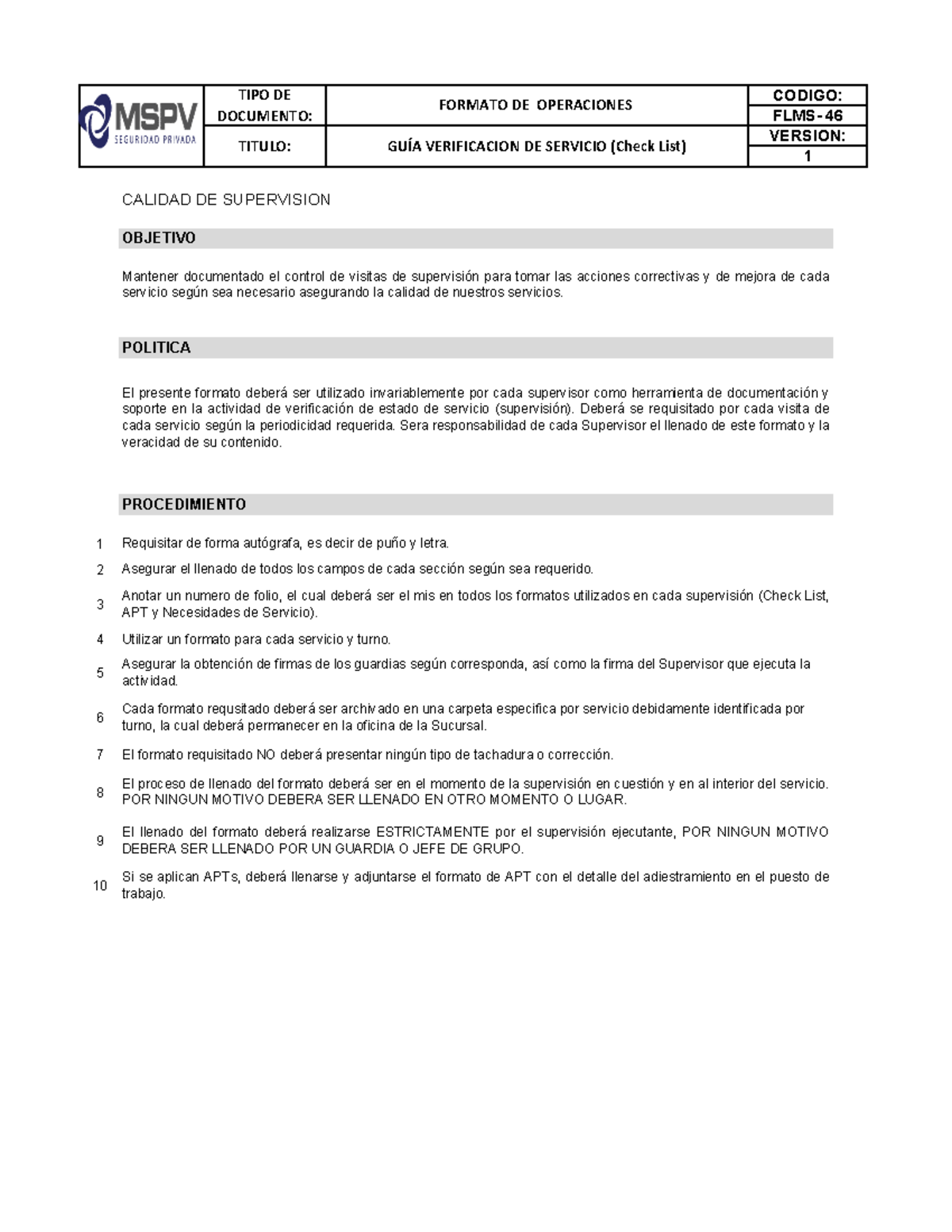 Sistema DE Calidad EN Supervision - CALIDAD DE SUPERVISION OBJETIVO ...