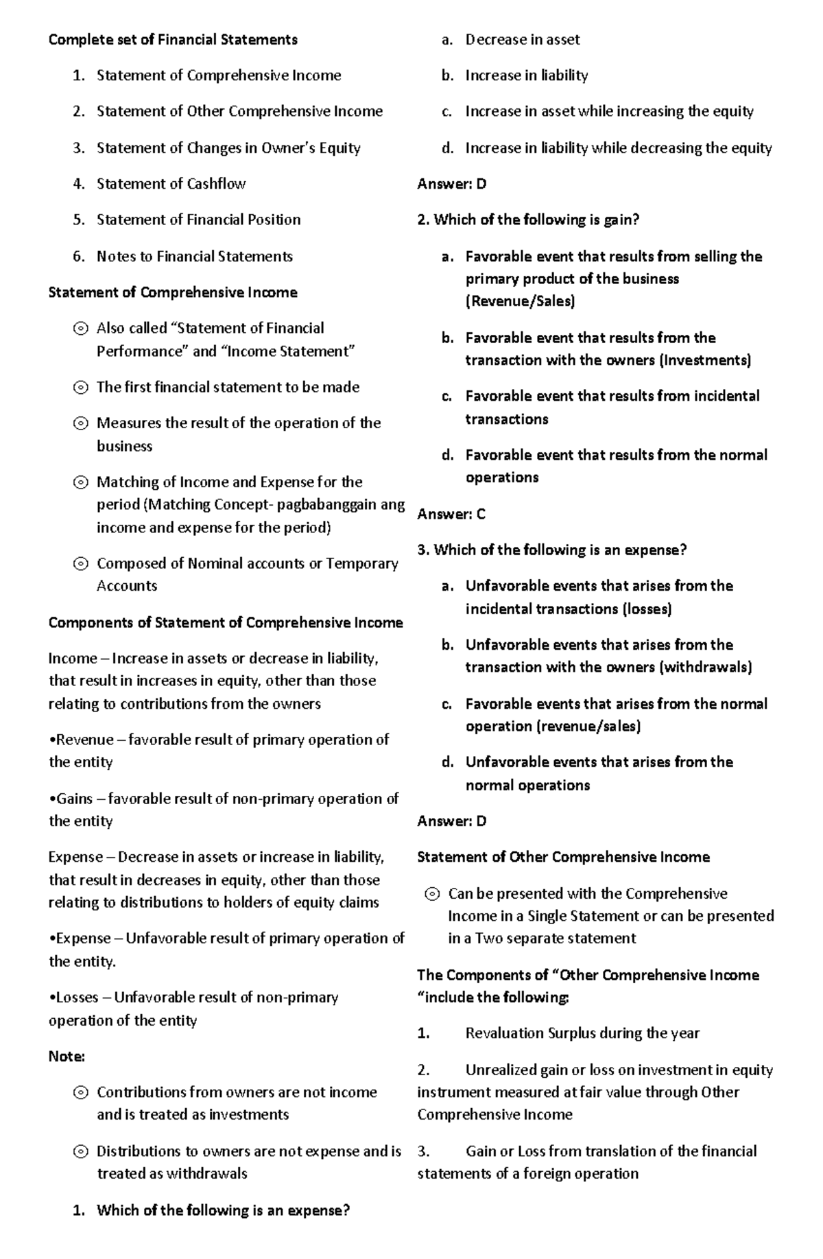 Accounting LEcture Notes- Financial Statements - Complete set of ...