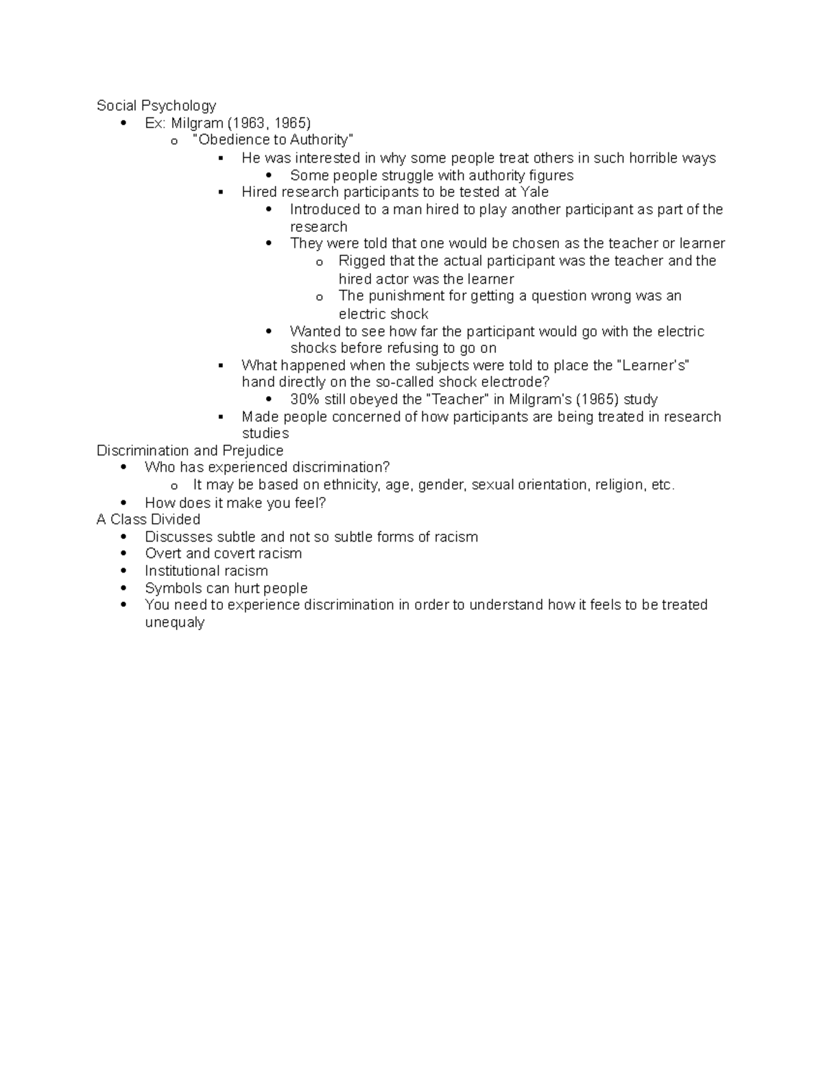 Social Psychology - Goes over discrimination of class and gives an ...
