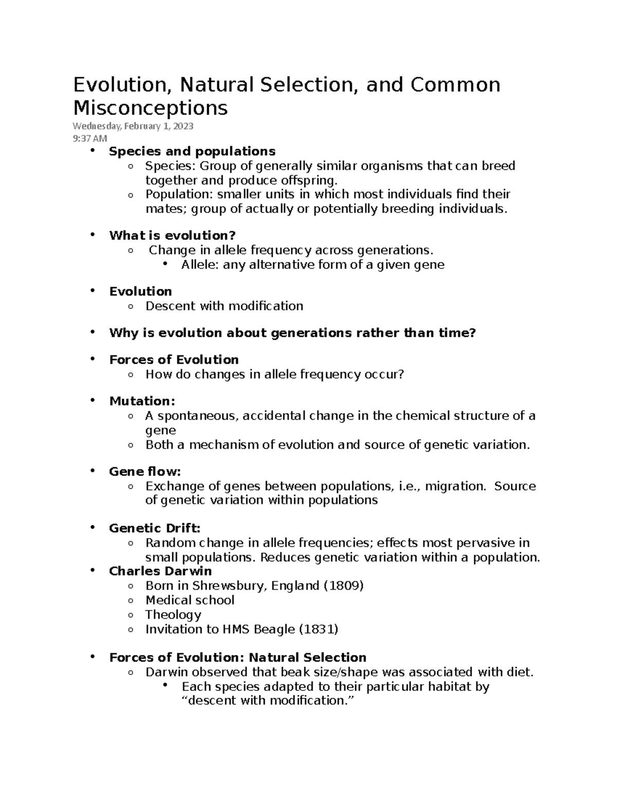 Evolution - ANTH274: Raguet-Schofield - Evolution, Natural Selection ...