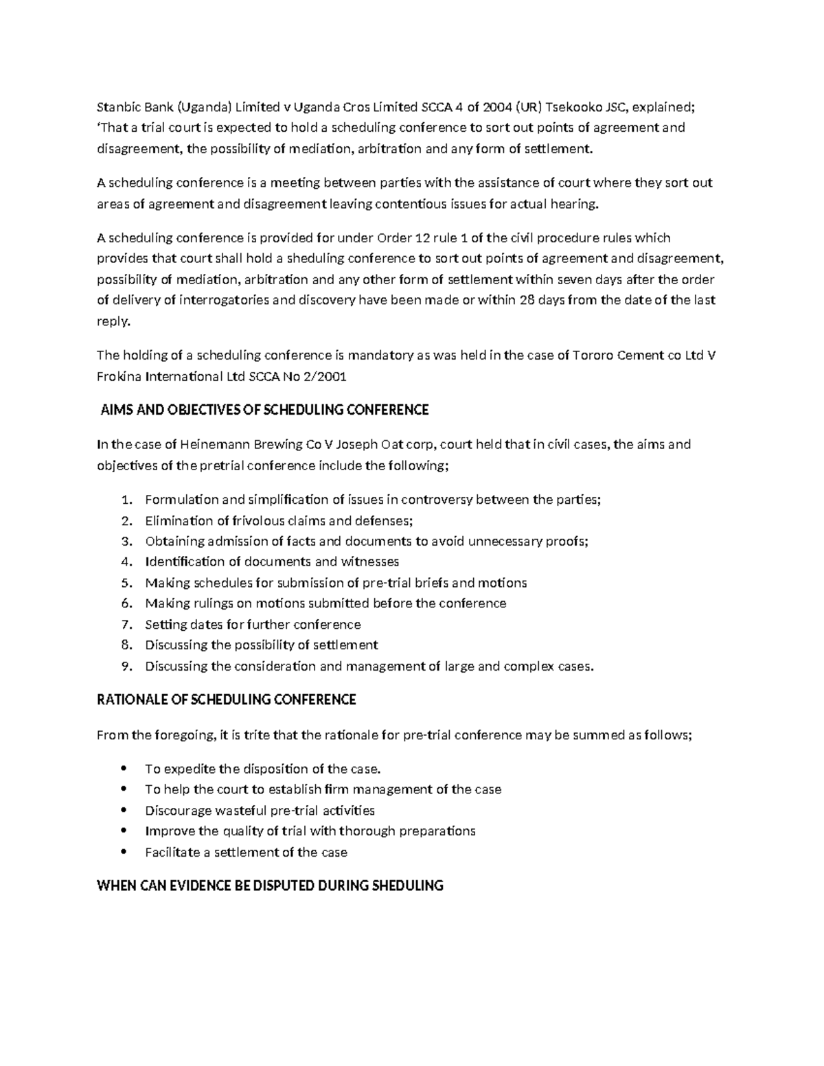 Scheduling Conference Guidelines - Stanbic Bank (Uganda) Limited v ...