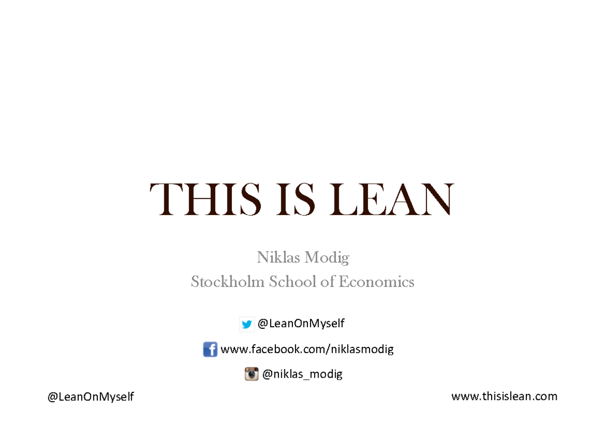 This is lean - Modig - "This is Lean" is a concise and easy-to ...