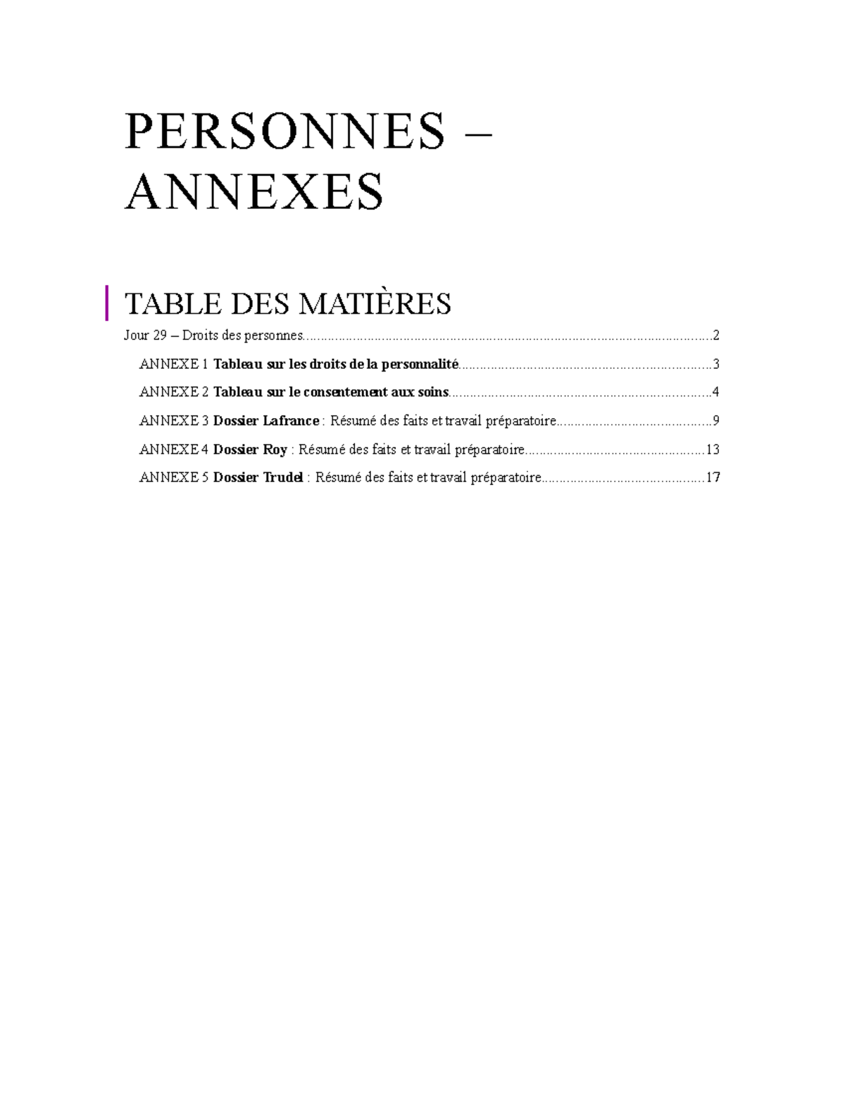 Personnes - Annexes (vierge) - PERSONNES – ANNEXES TABLE DES MATIÈRES ...