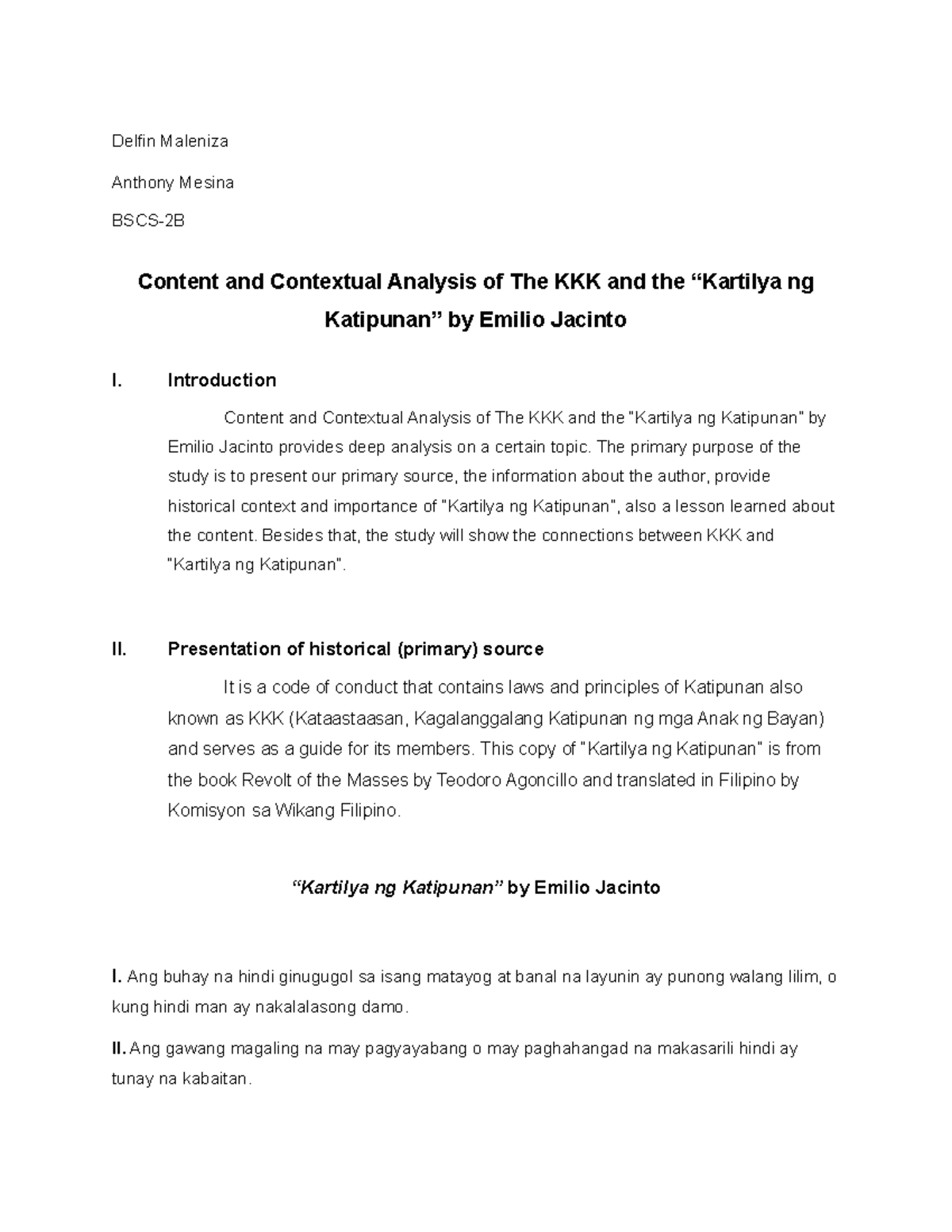 The KKK And The Kartilya Ng Katipunan Delfin Maleniza Anthony Mesina