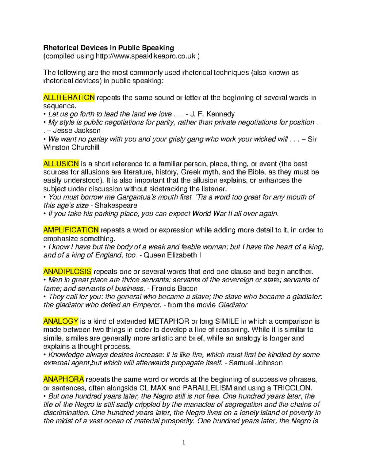 Rhetorical devices in Public Speaking - Warning: TT: undefined function ...