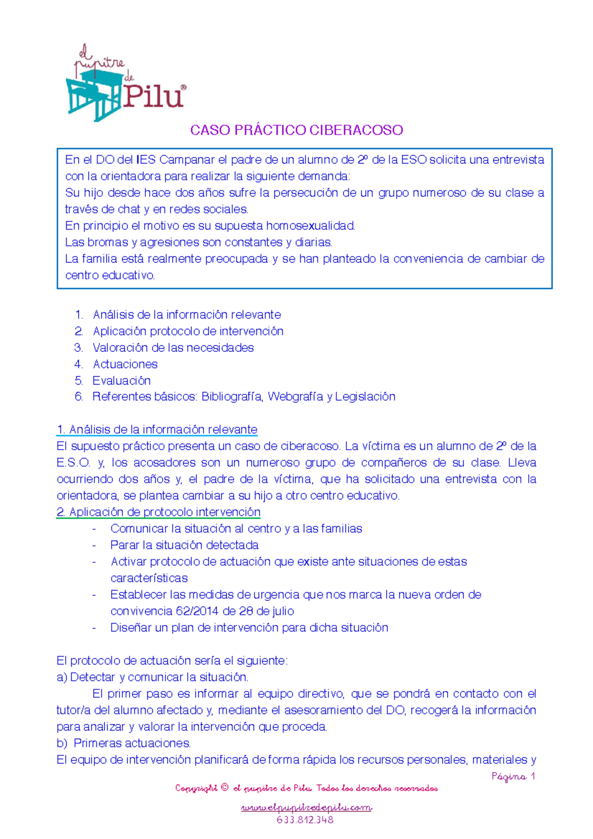 Orientación Educativa Supuesto Práctico - Página 1 Copyright © el ...